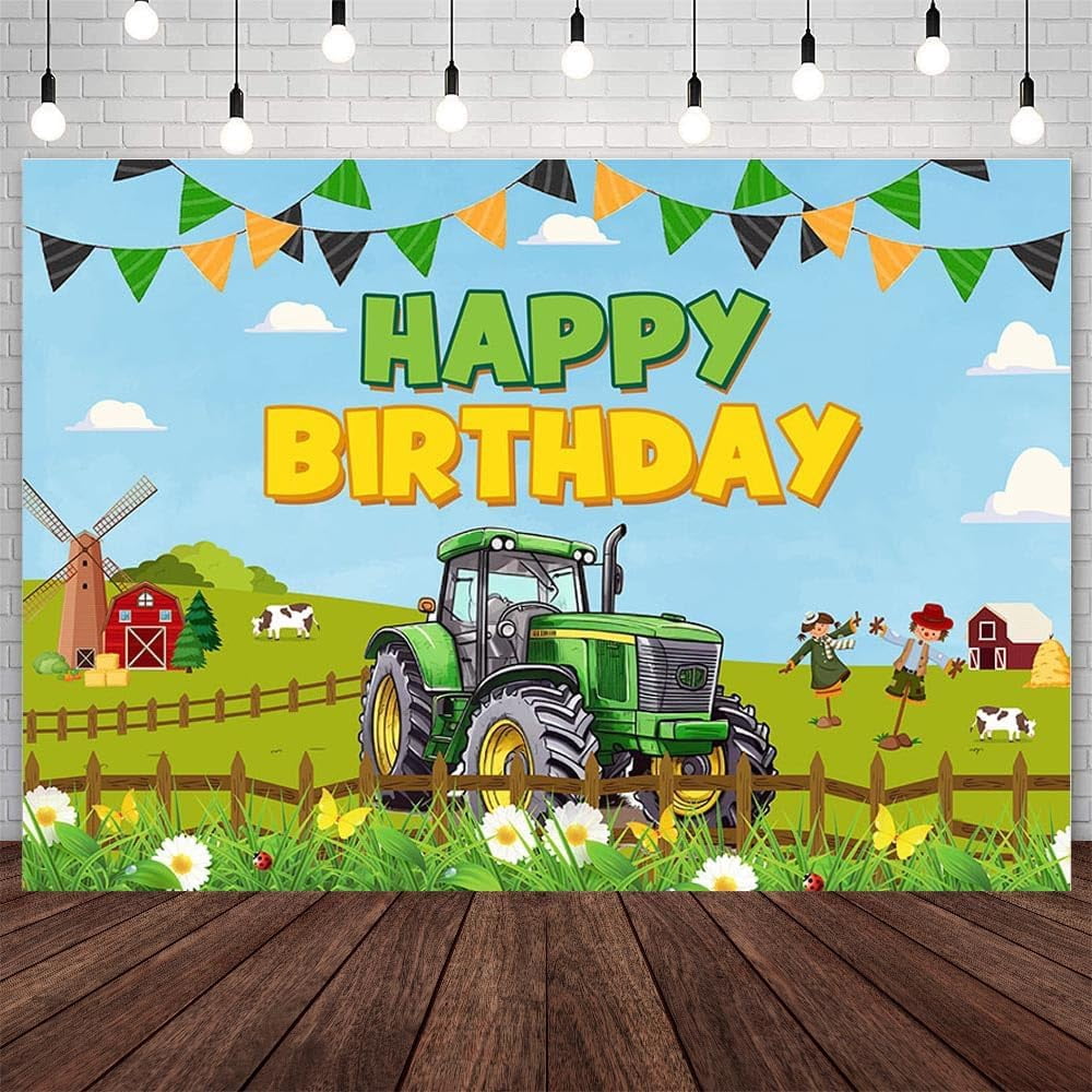 Tractor Birthday Backdrop for Boys Happy Birthday Photography ...