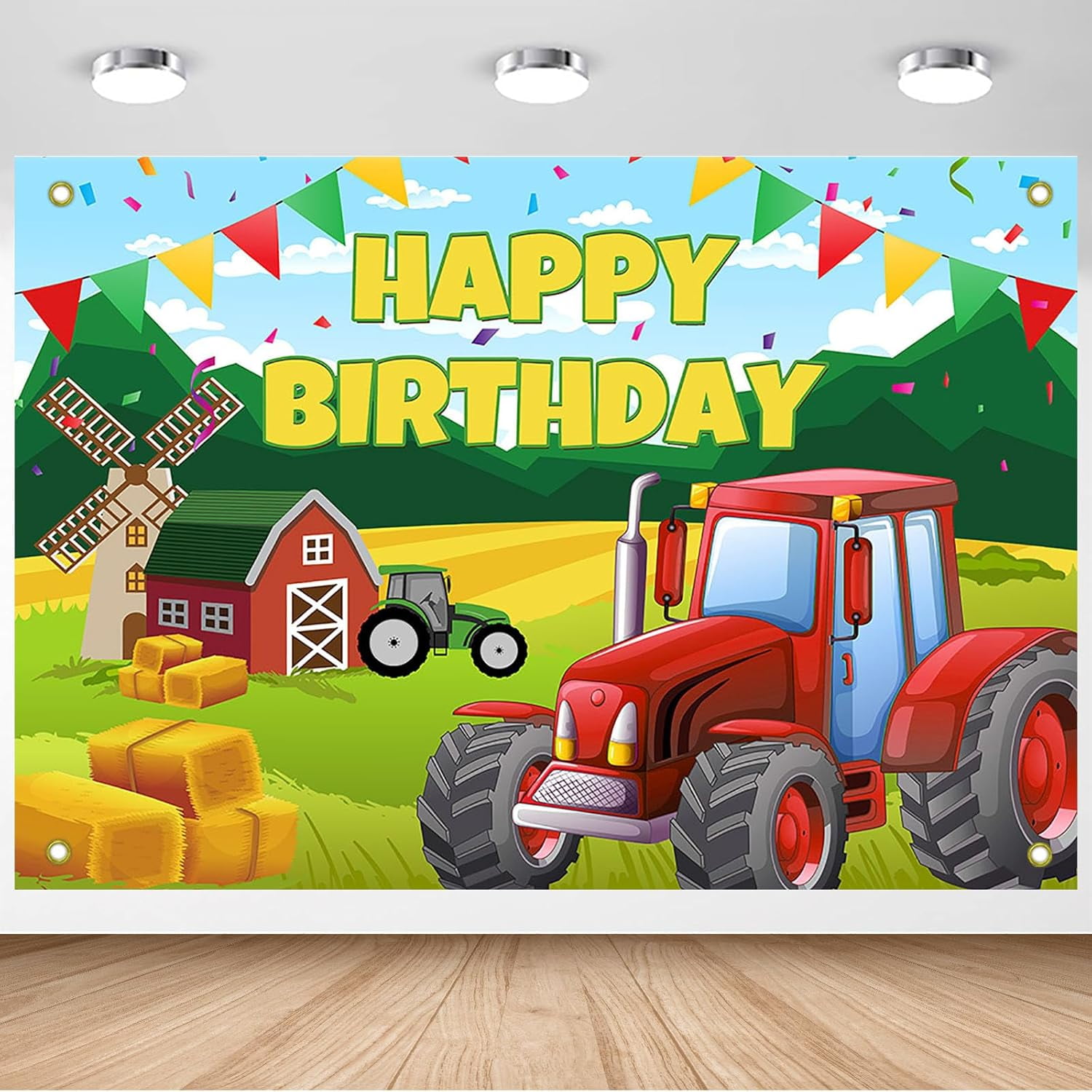 Tractor Birthday Backdrop for Kids Farm Red Barn Tractor Birthday Party ...