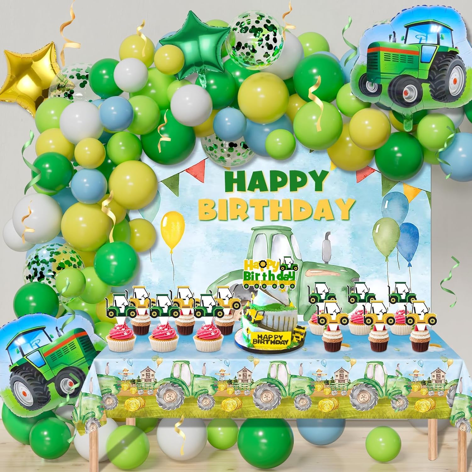 Tractor Birthday Decorations FEV6 Supplies,Tractor Farm Themed Party ...