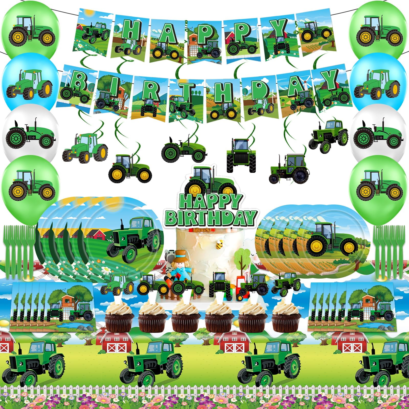 Tractor Birthday Party Supplies,Farm Party Themed Decorations ...