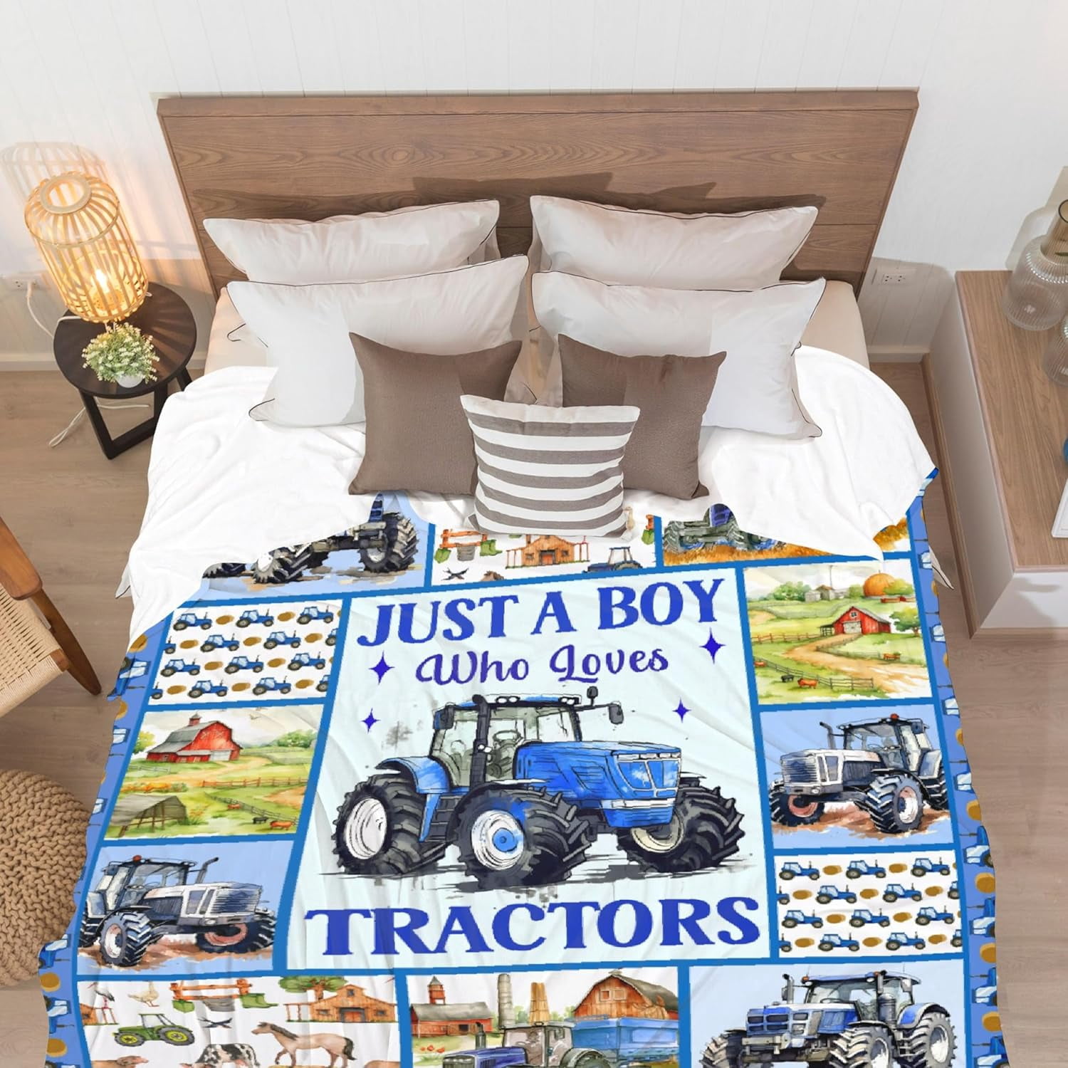 Tractor Blanket Farm Truck Blanket Gifts for Boys Kids Adults Just A ...