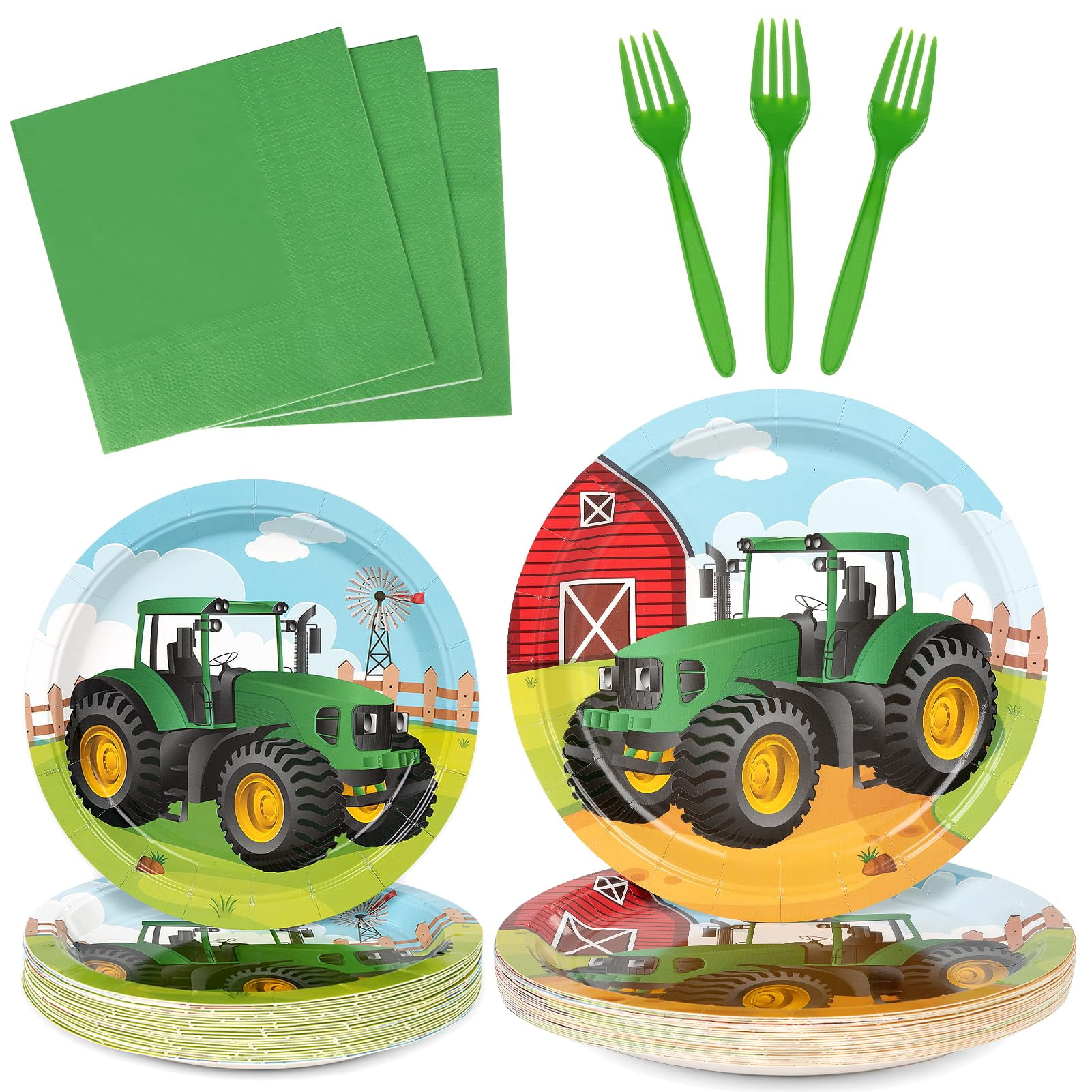 Tractor CM31 Party Supplies Serves 24, Tractor Plates and Napkins Set ...