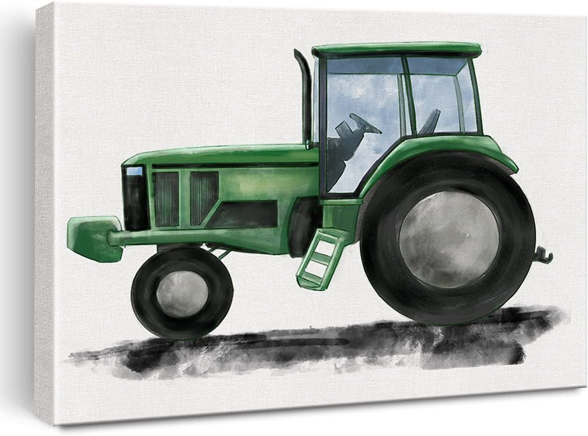 Tractor Canvas Wall Art Watercolor Transportation Vehicles Tractor ...