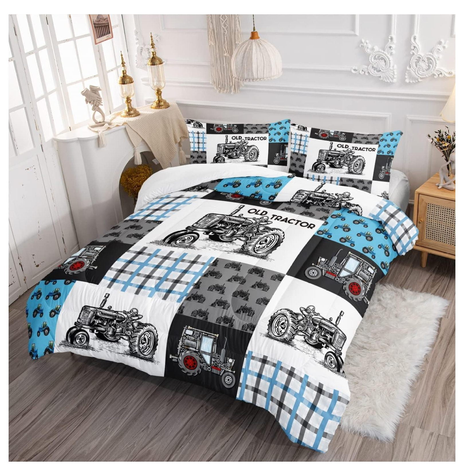 Tractor Comforter Set Full Size,Cartoon Truck Car Comforter Set for ...