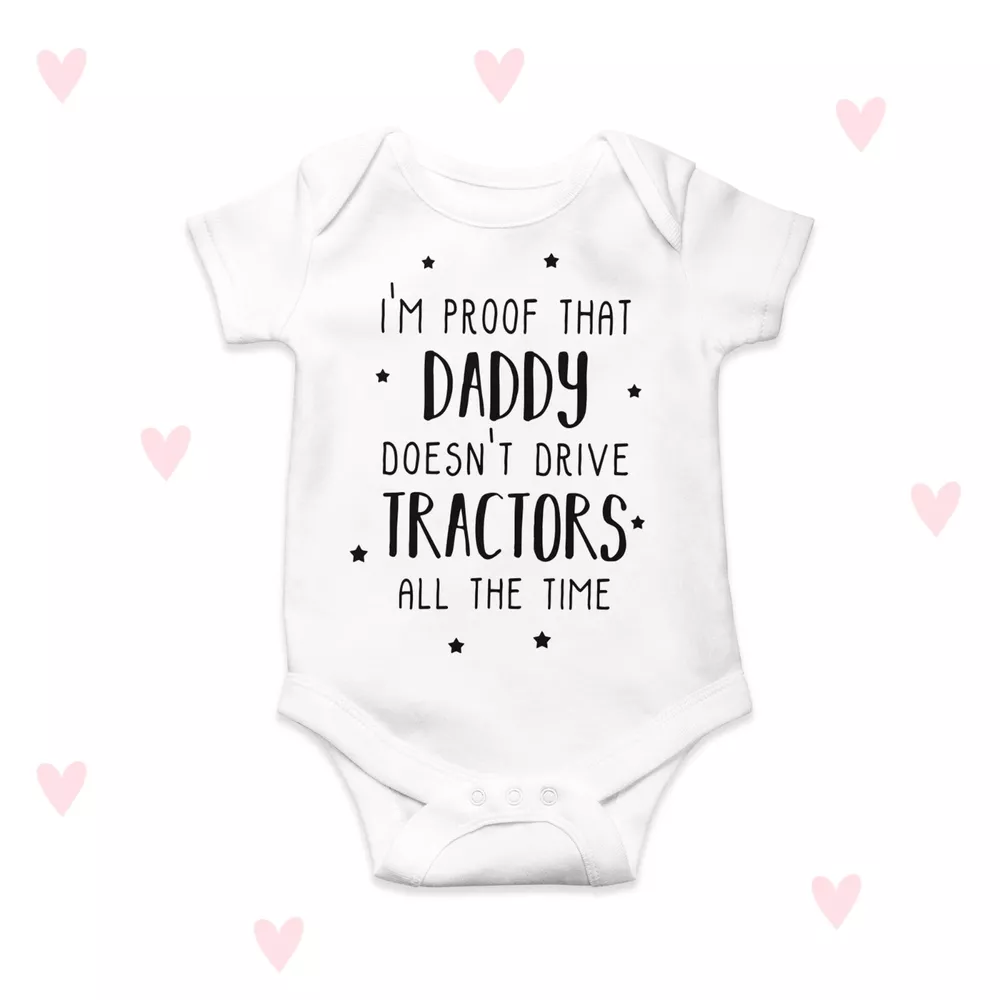 Tractor Daddy Baby Grow Farm Theme Baby Announcement Gifts Boys Girls Newborn Cute And Cool Baby ...