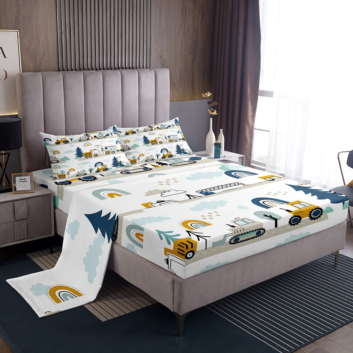 Tractor Full Sheets Truck Bed Set, Excavator Bulldozer Bed Sheets Set ...