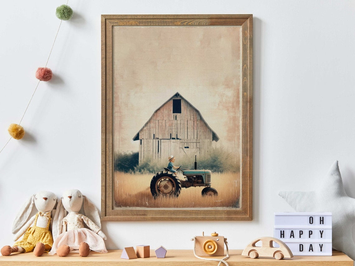 Tractor Nursery Print, Countryside Nursery Decor, Farmhouse Art ...