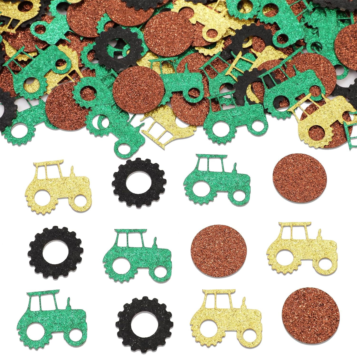 Tractor Party Decorations, 200Pcs Tractor Table Confetti Green Yellow ...