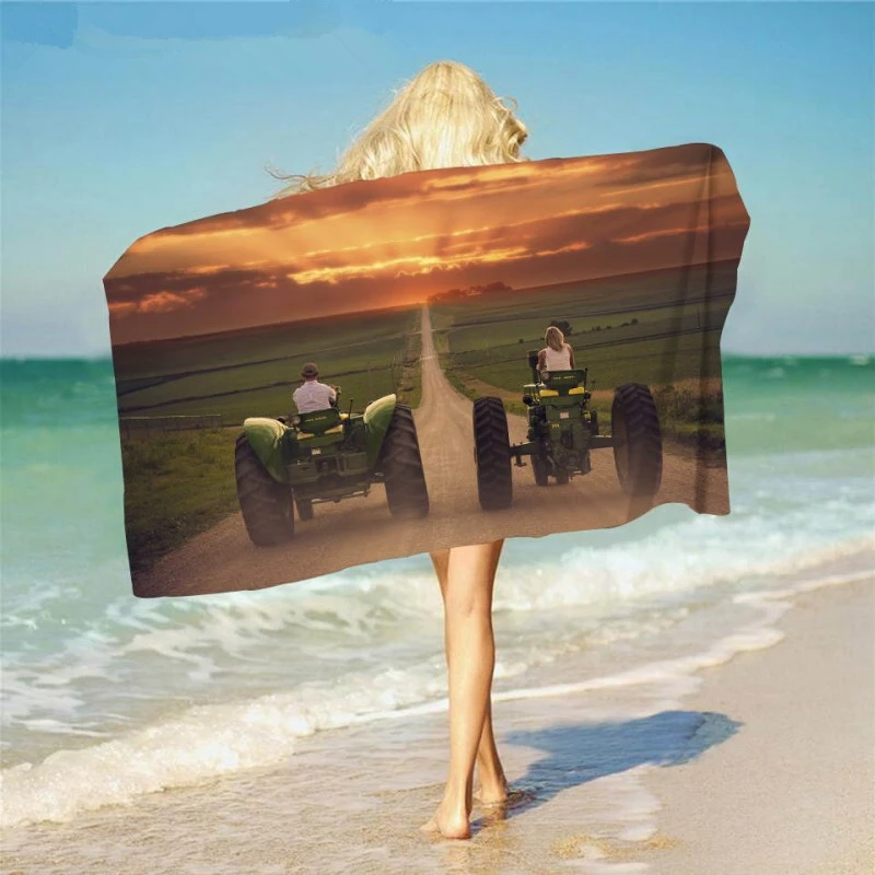 Tractor Printed Beach Towel for Outdoor Water Sports Quick Drying ...