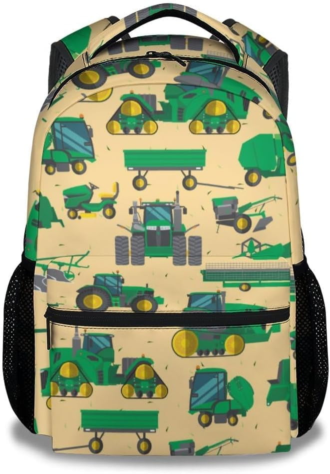 Tractor School Backpack for Kids, 16 Inch Green Backpacks for Boys ...