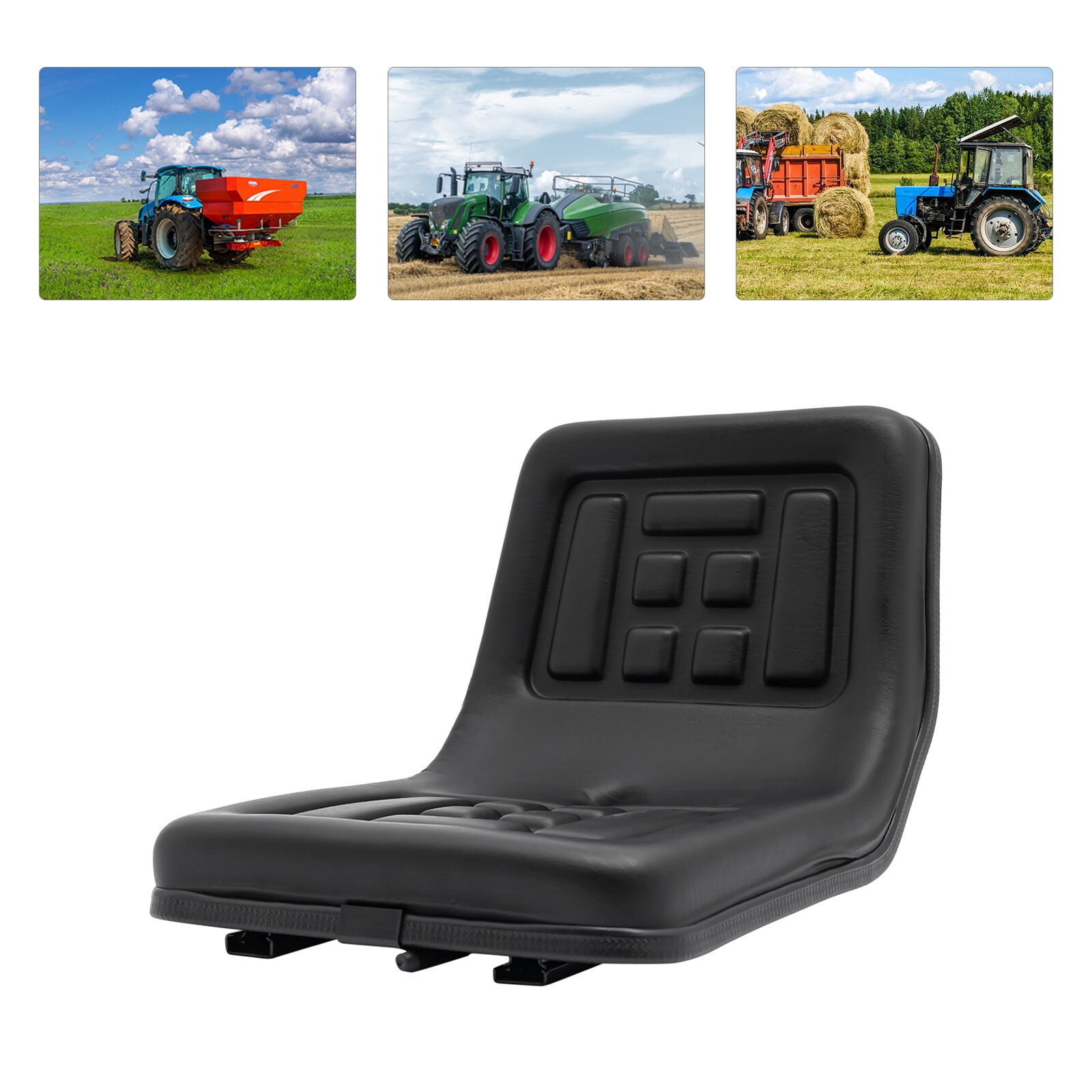 Tractor Seat Black Universal Seat with Slide Track Waterproof Excavator ...