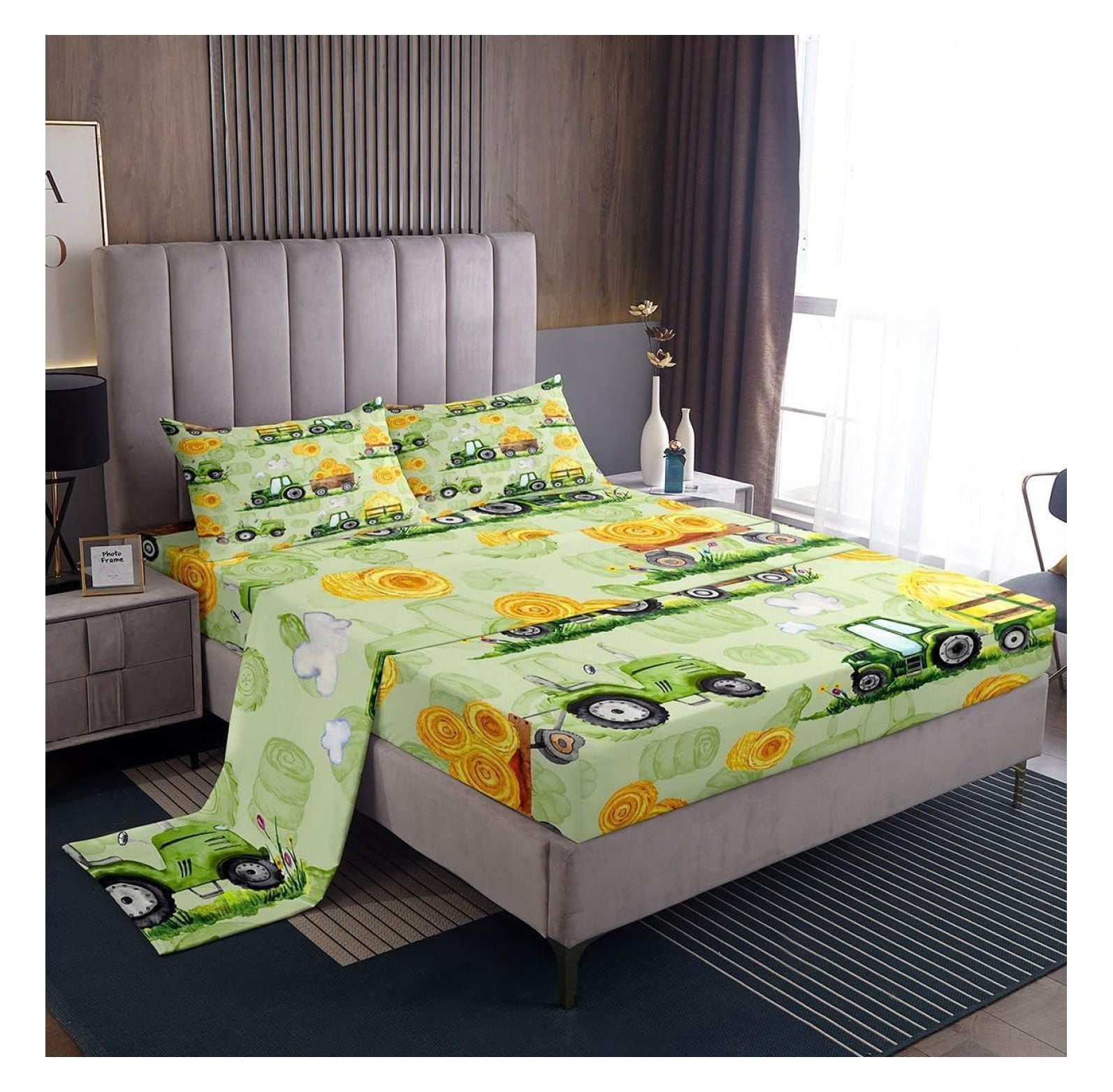 Tractor Sheet Set King Size Cartoon Farm Equipment Trucks Sheets with ...