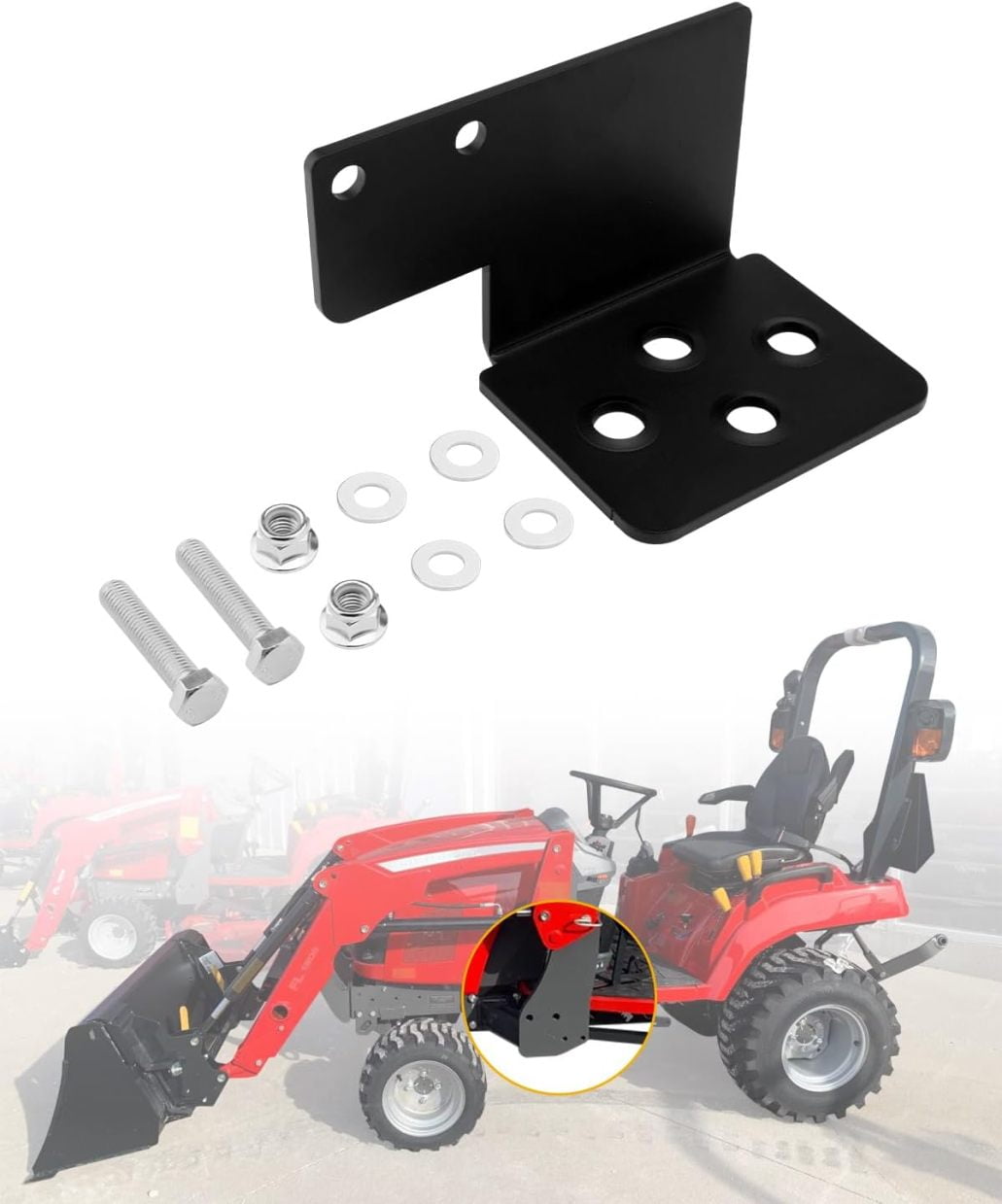 Tractor Step, Compatible with Massey Ferguson GC 17xx Sub Compact, w/Front End Loader Coated ...