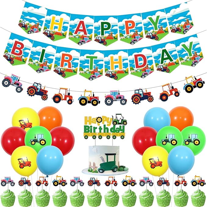 Tractor Themed Birthday Decorations, Farm Tractor Theme Party Decor ...