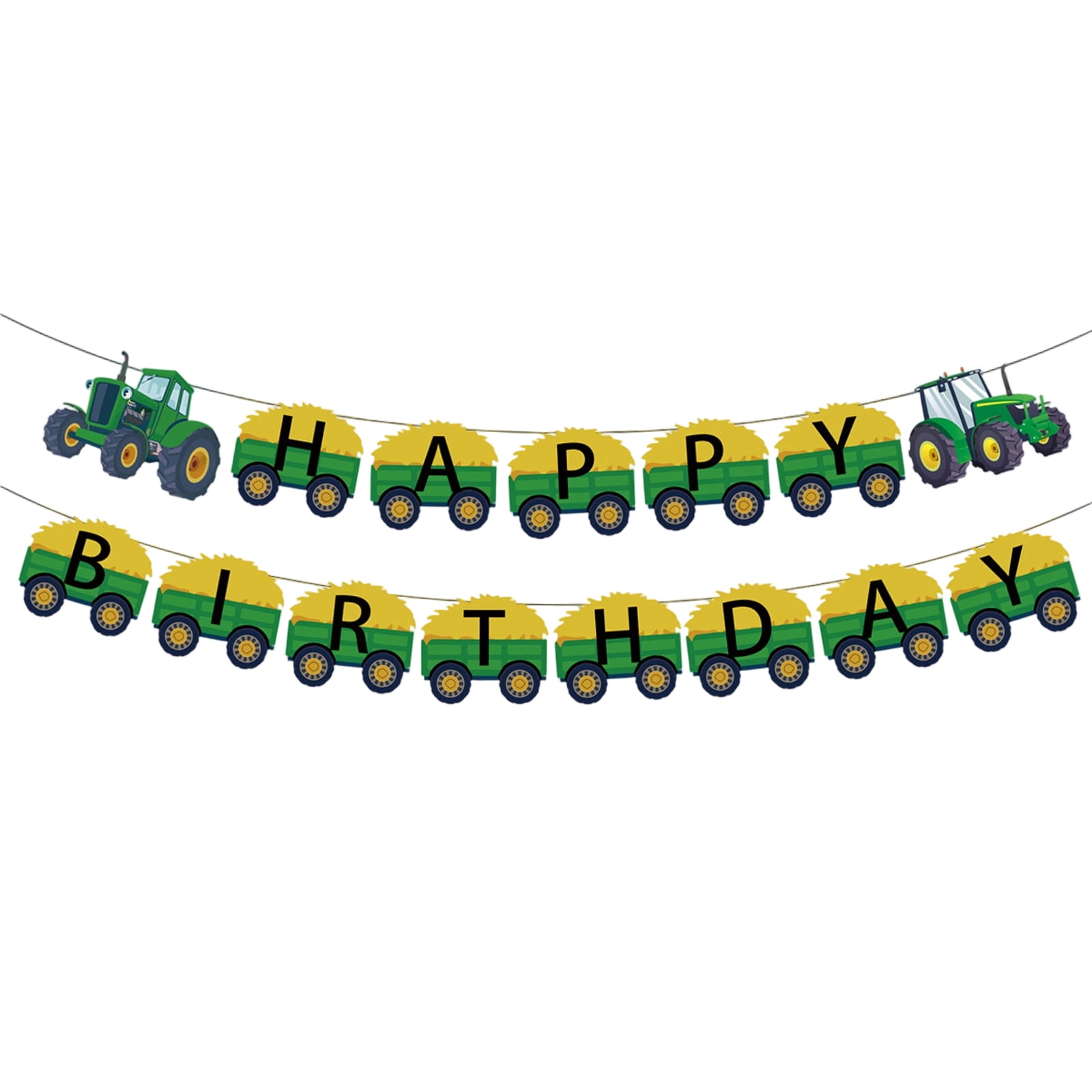 Tractor Themed Party Bunting - Happy Birthday Banner With Green ...