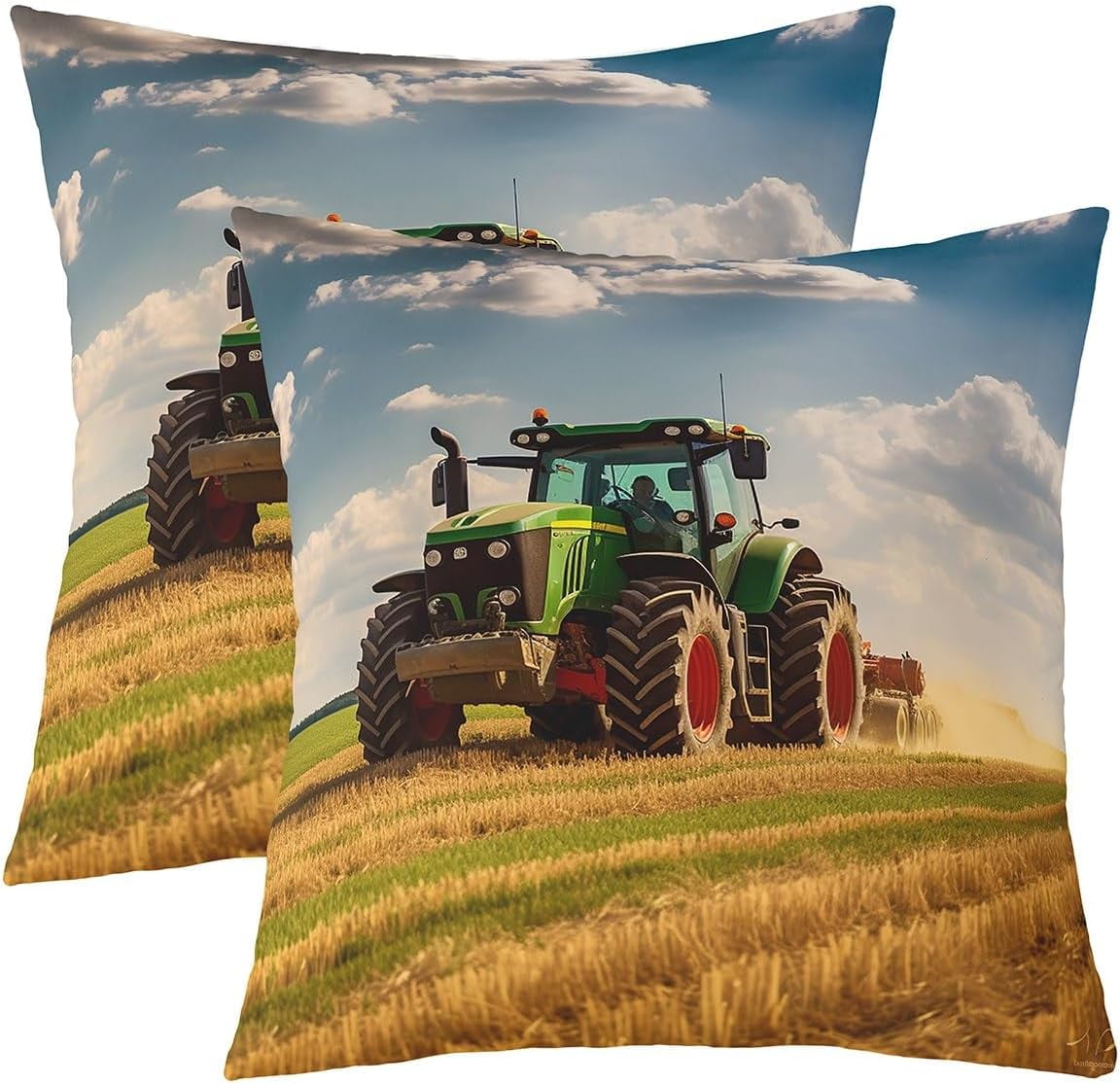 Tractor Throw Pillow Covers 20"x20" Set of 2 Soft Cartoon Farm ...