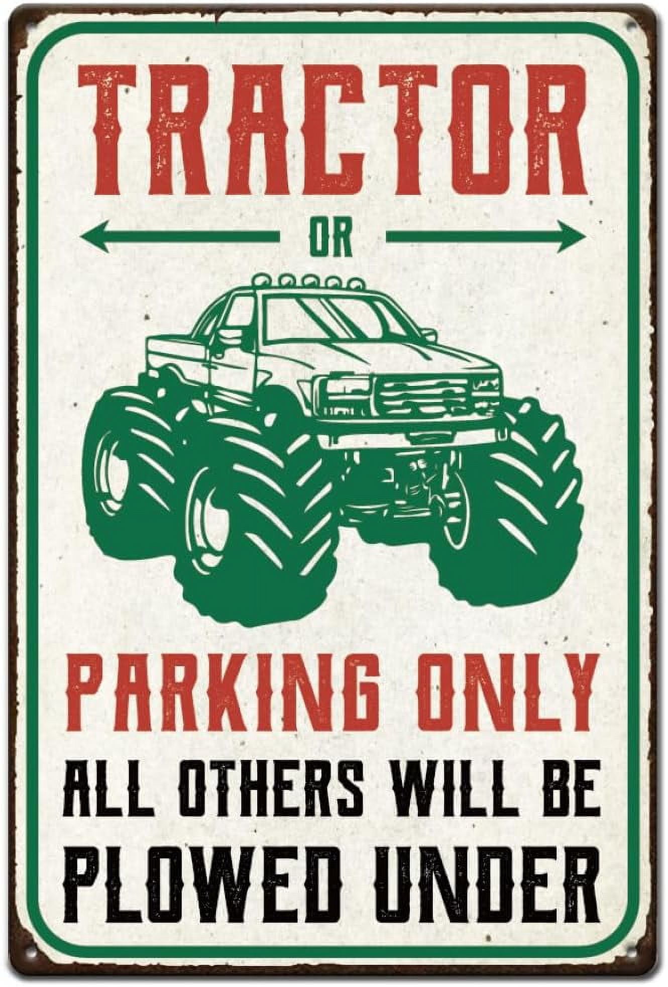 Tractor Tin Signs Antique Tractor Wall Decor Signs Metal Parking Only ...