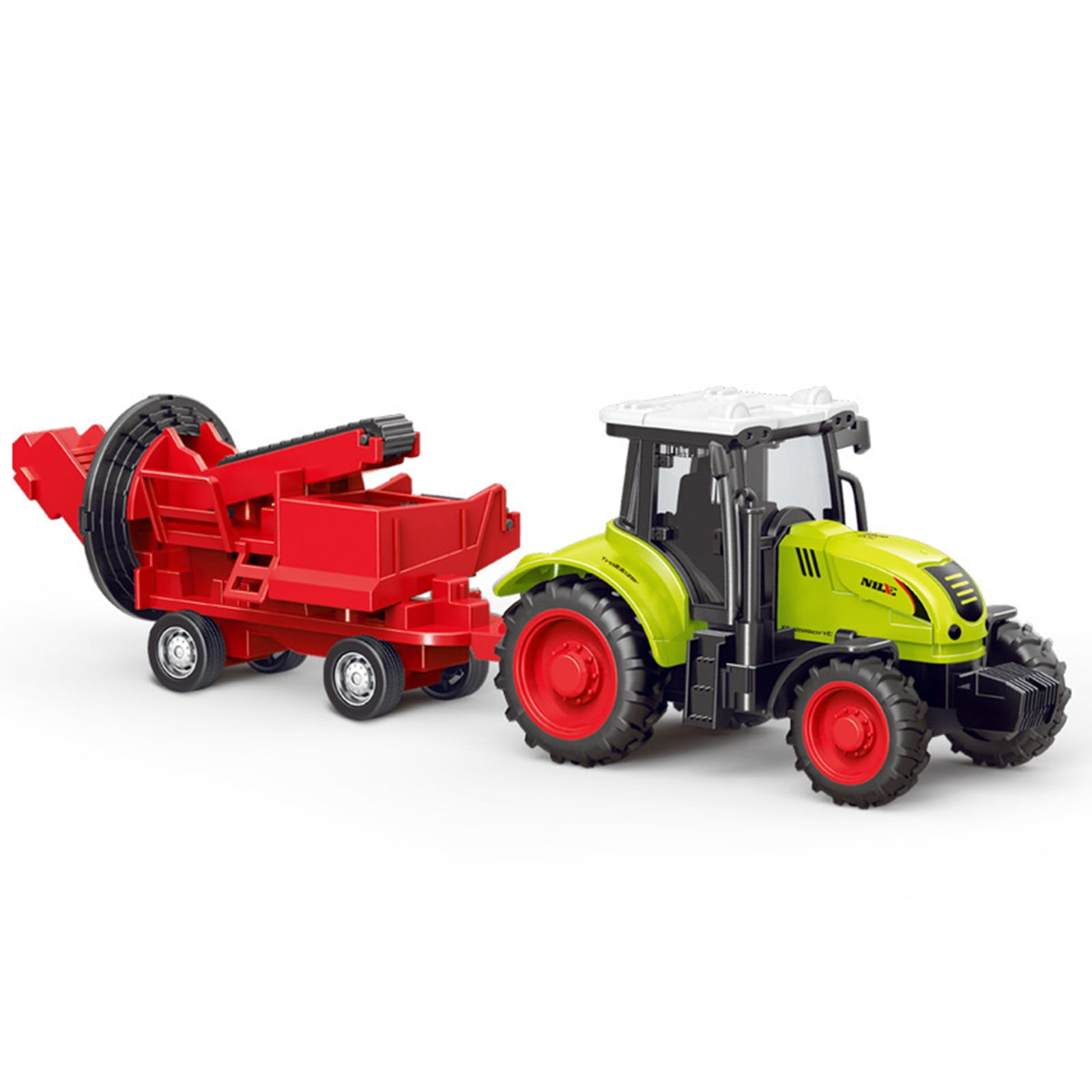 Tractor Toy Friction Powered Farm Vehicle | Realistic Red Plastic Push ...