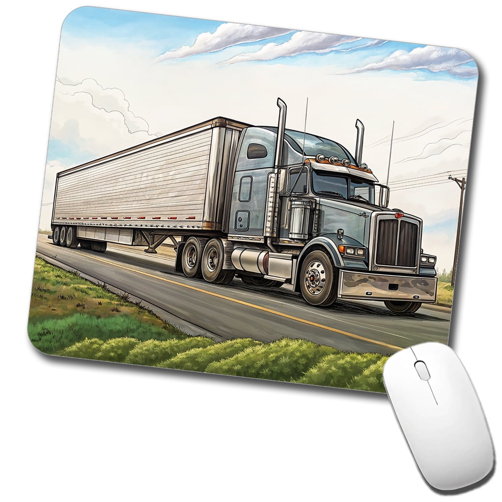 Tractor Trailer Semi Big Rig Truck Mouse Pad Low Profile Gaming Mat ...