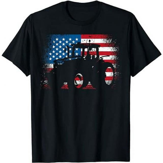 Tractor Usa Flag Design For Patriotic Farmer T Shirt
