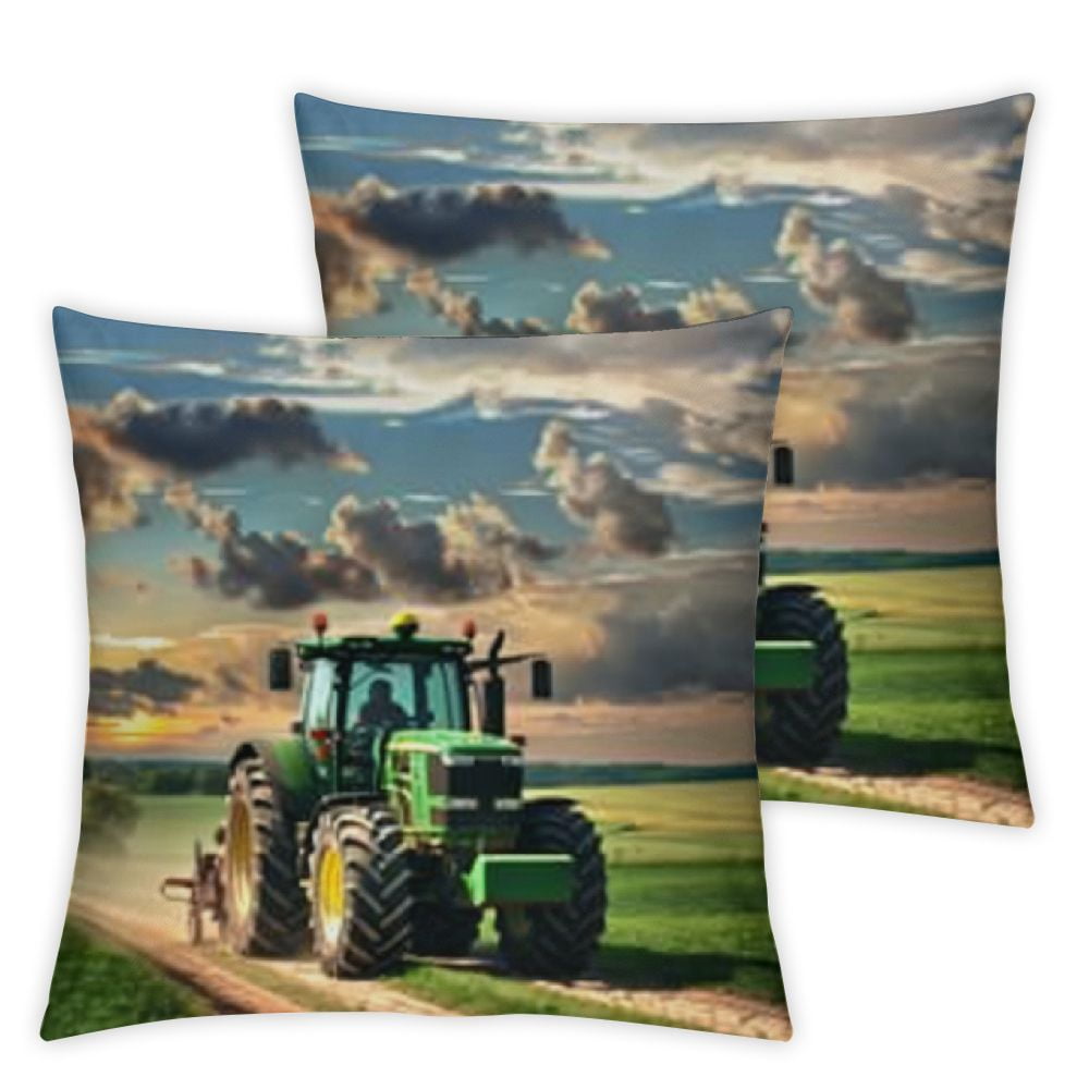 Tractor Under Blue Sky and White Clouds Silk Pillowcase Satin,Wrinkle ...