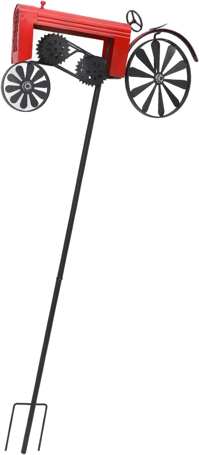 Tractor Wind Spinner, Vintage Turning Wheels Metal Outdoor Stake ...