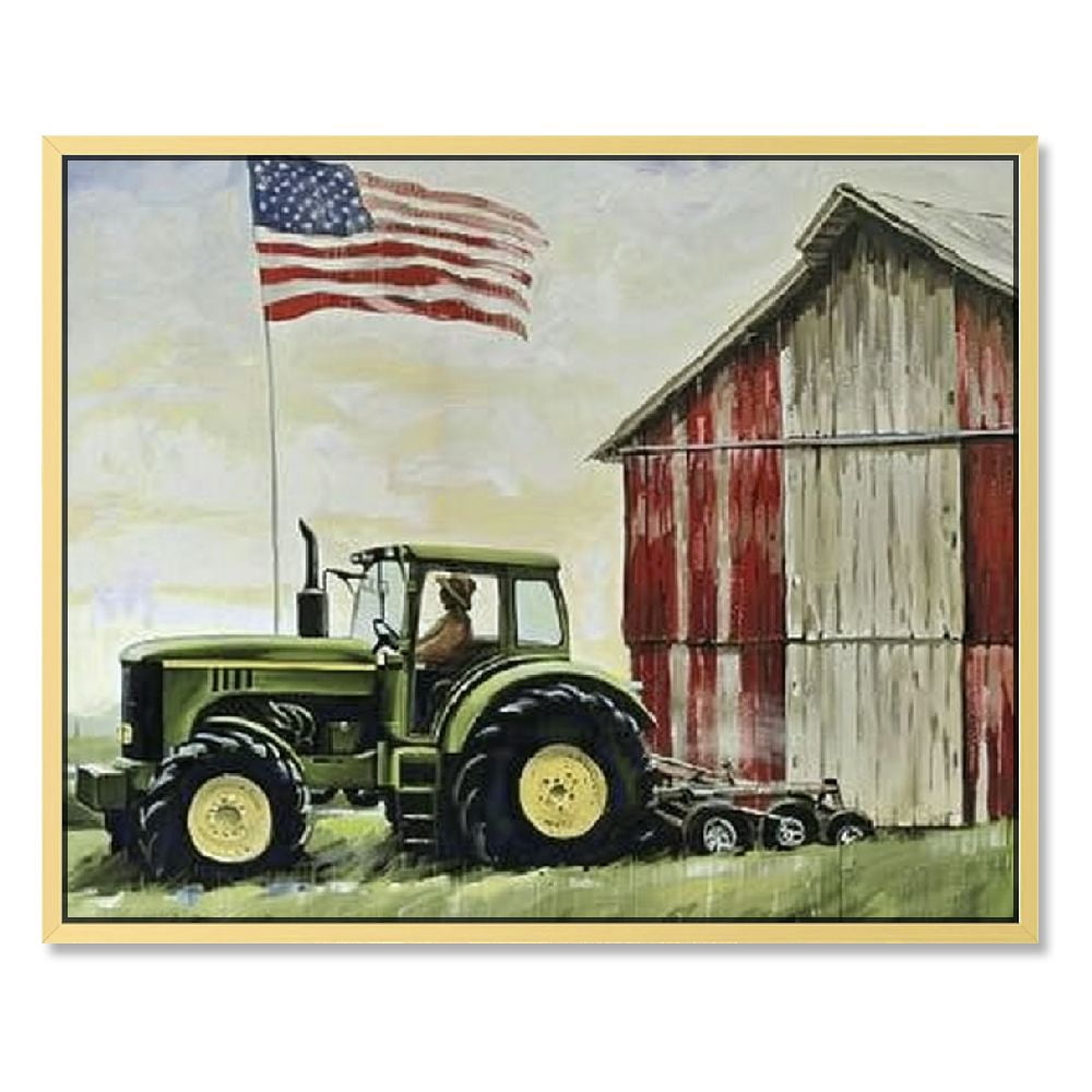 Tractor and Barn Framed Wood Wall Decor - Vintage Wall Art for Home ...
