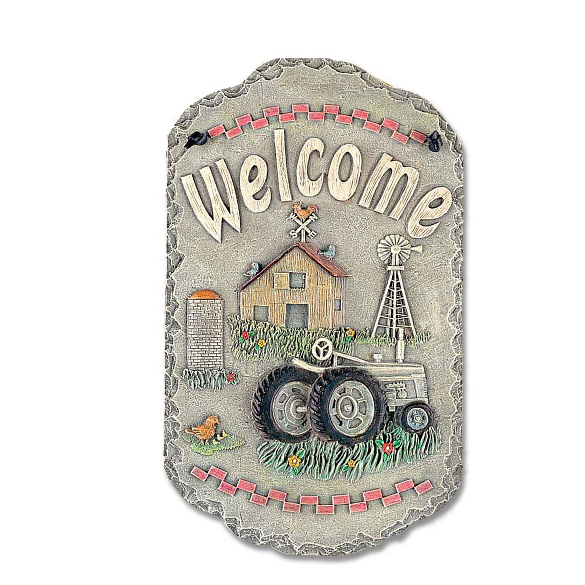Tractor and Farm Welcome Sign Indoor Outdoor Resin Wall Decor - Walmart.com