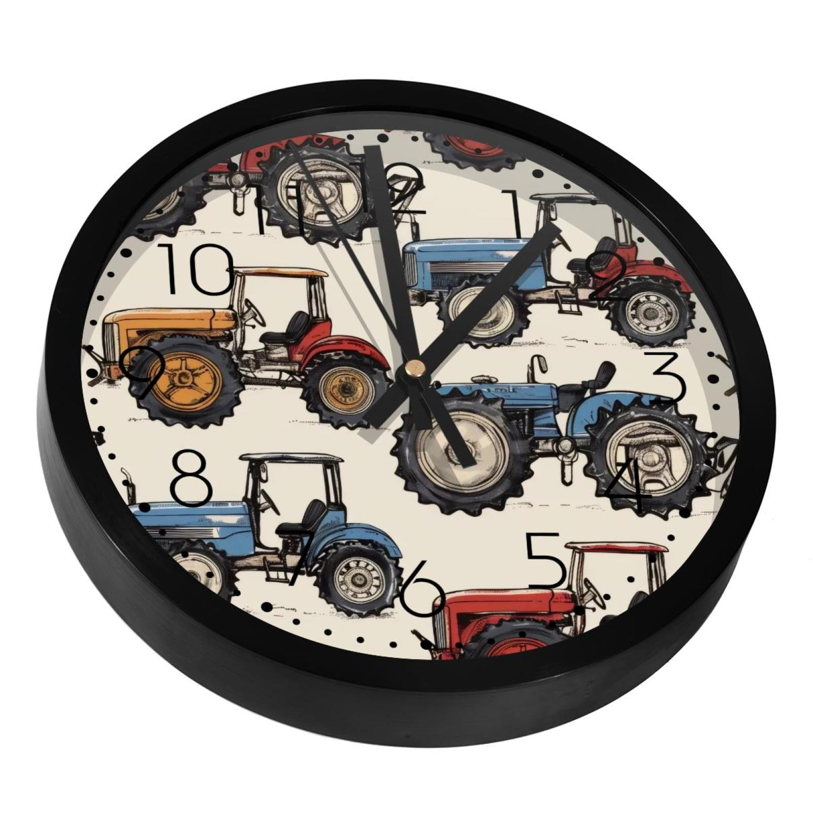 Tractors Farm Silent Wall Clock, Non Ticking Battery Operated 9.8 Inch ...