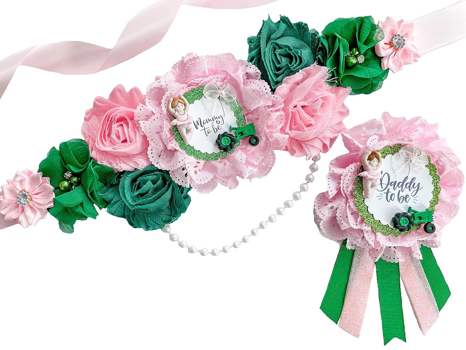 Tractors or Tutus Gender Reveal Maternity Sash for Baby Shower, Mom to ...