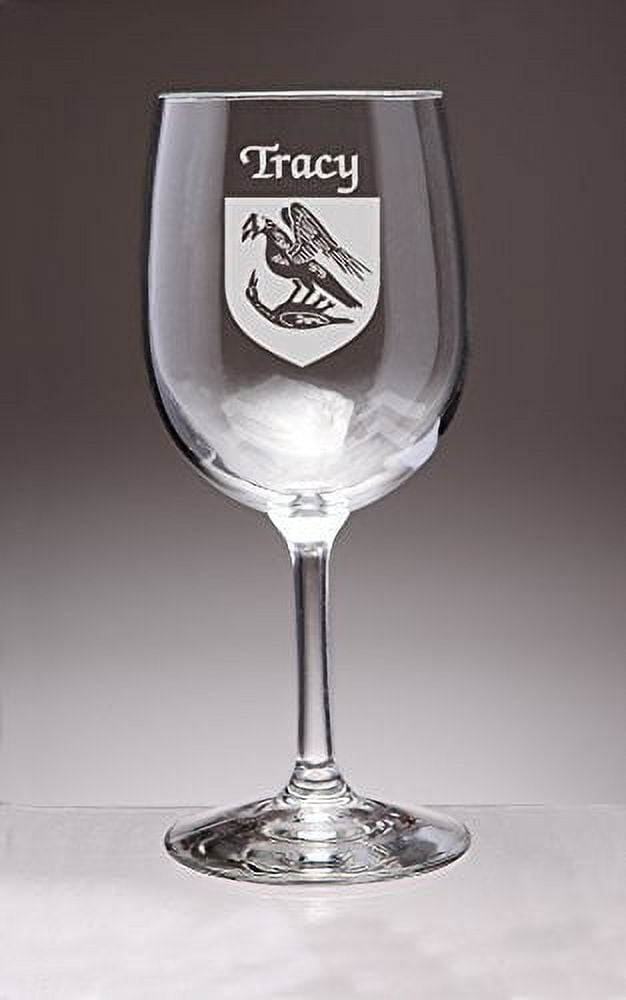 Tracy Irish Coat of Arms Wine Glasses - Set of 4 (Sand Etched ...