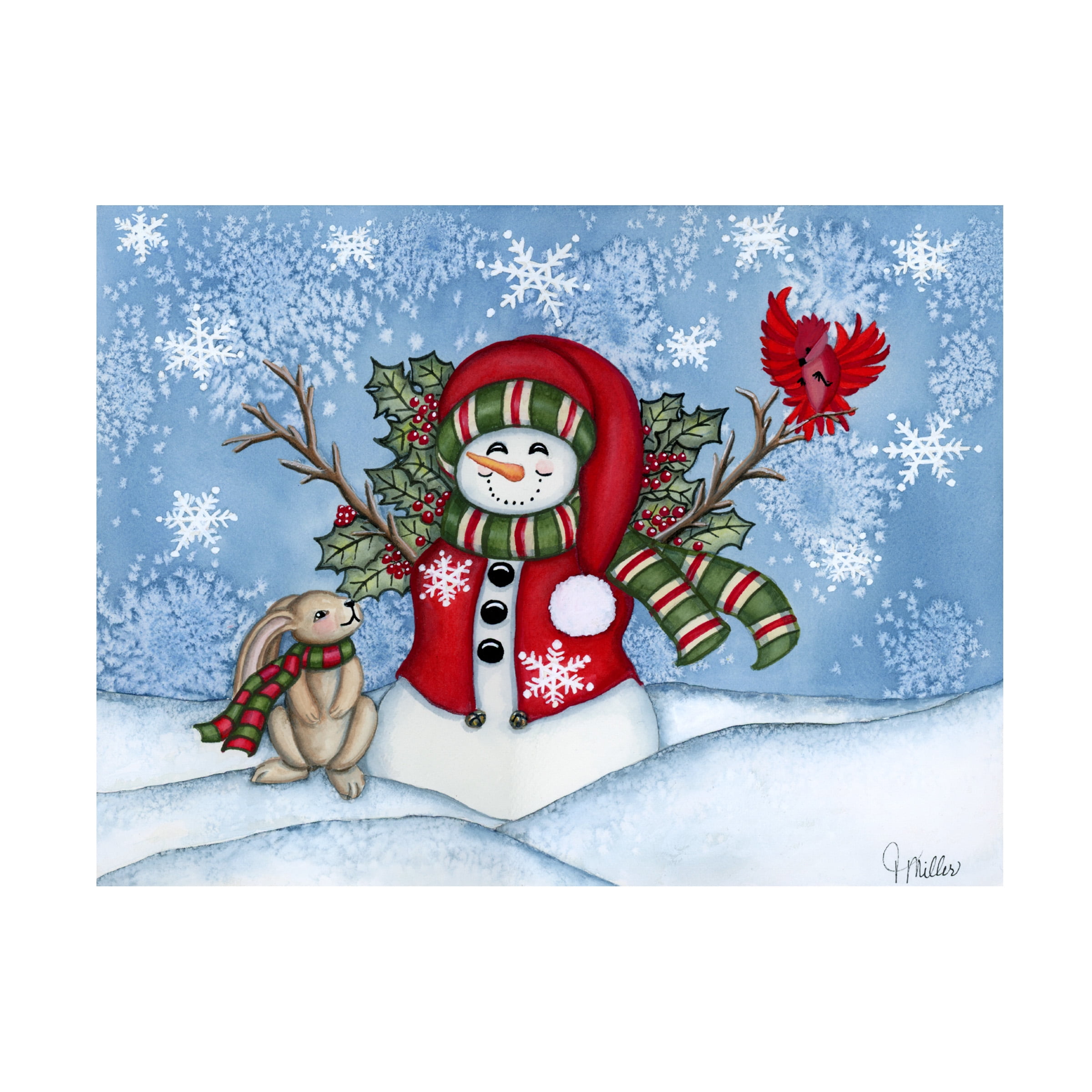 Tracy Miller 'Snowman & Bunny' Canvas Art - Walmart.com