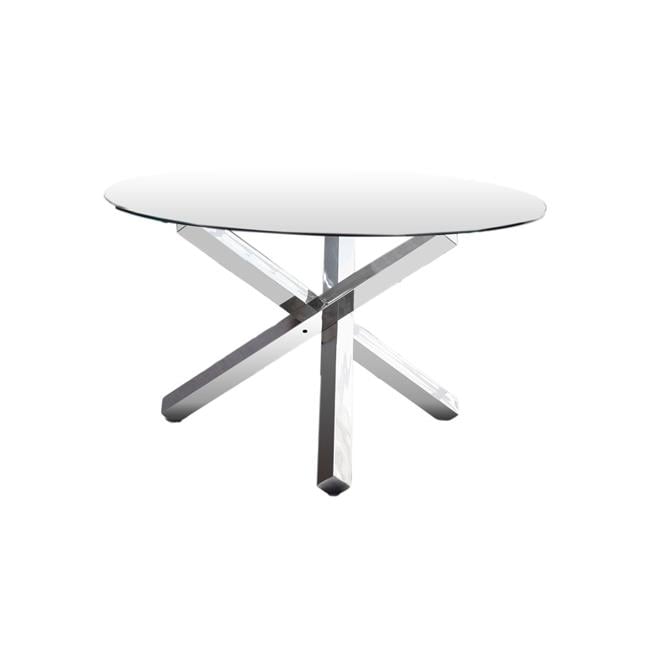 Tracy Modern Glass With Chrome Stainless Steel Round Dining Table ...