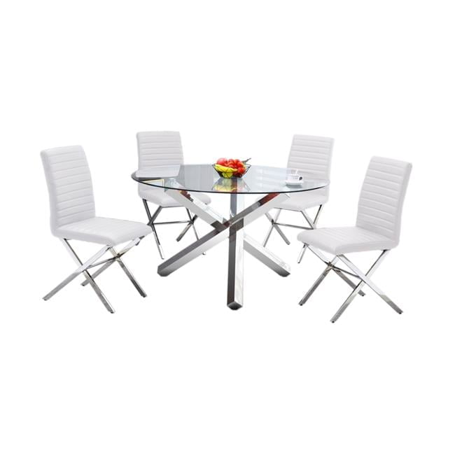 Tracy Modern White Dining Set - 5 Piece - Walmart.com