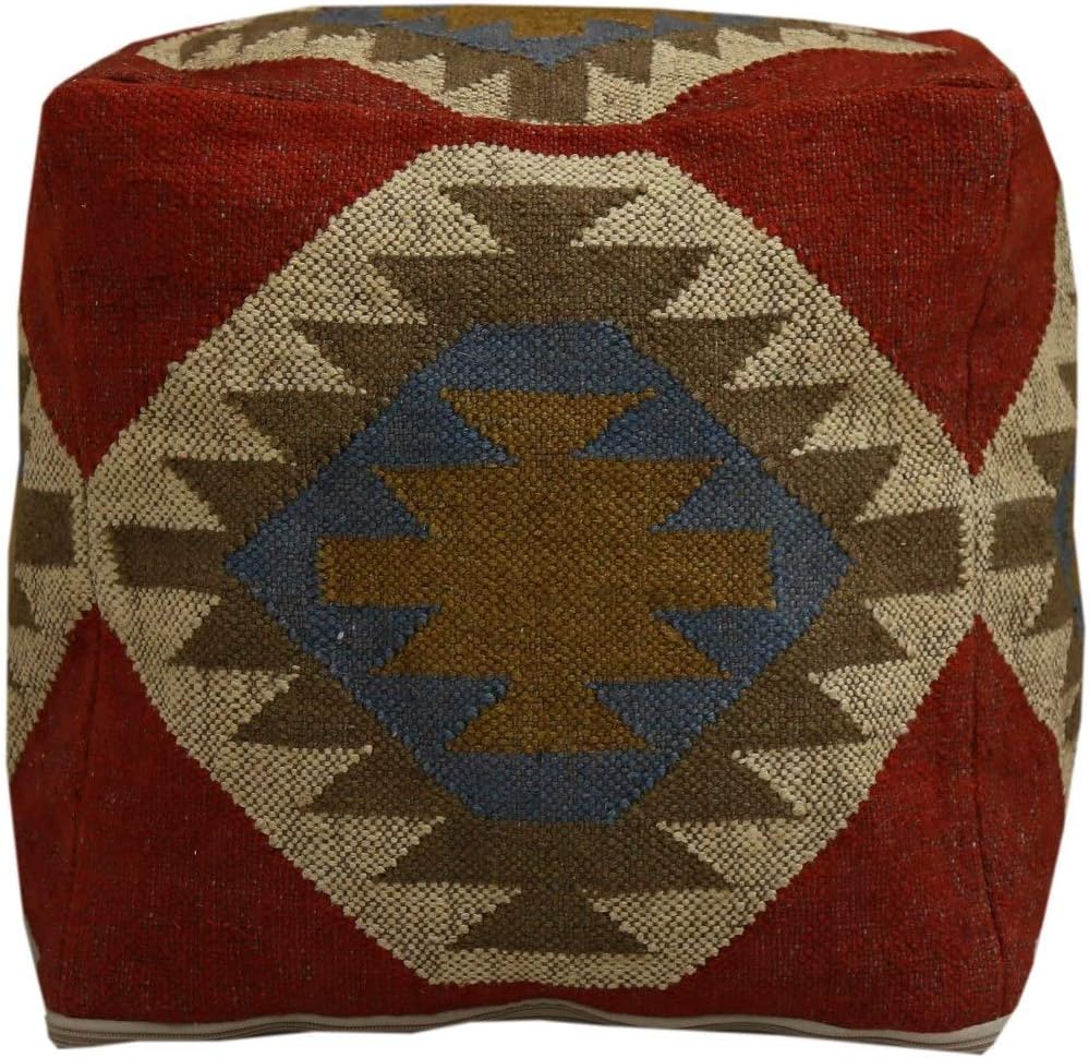 Trade Star Kilim Pouf Cover Handmade Jute Wool Ottoman Pouffe Cover ...