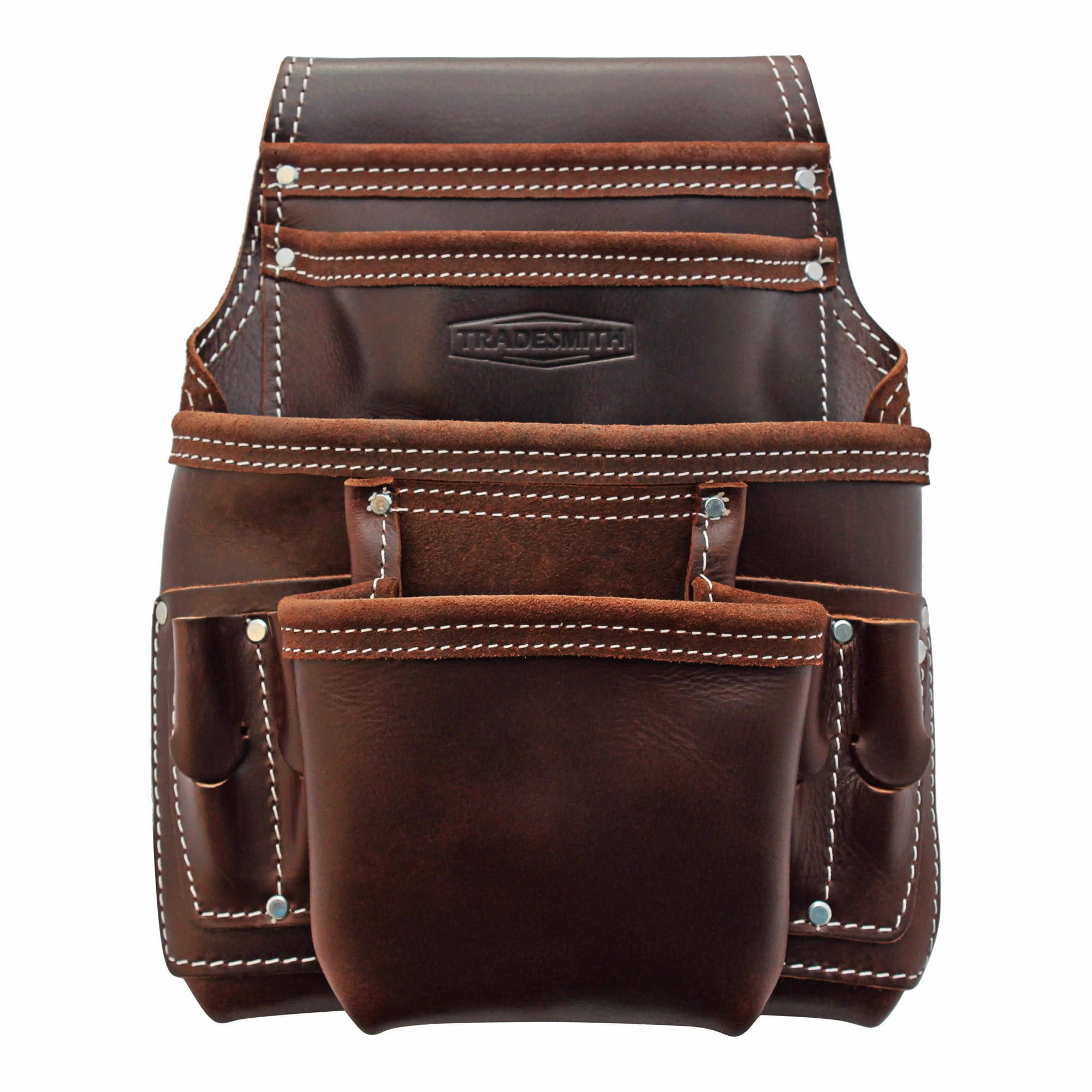 TradeSmith TS5243- 10 Pocket Top Grain Leather Tool Pouch… - Walmart.com