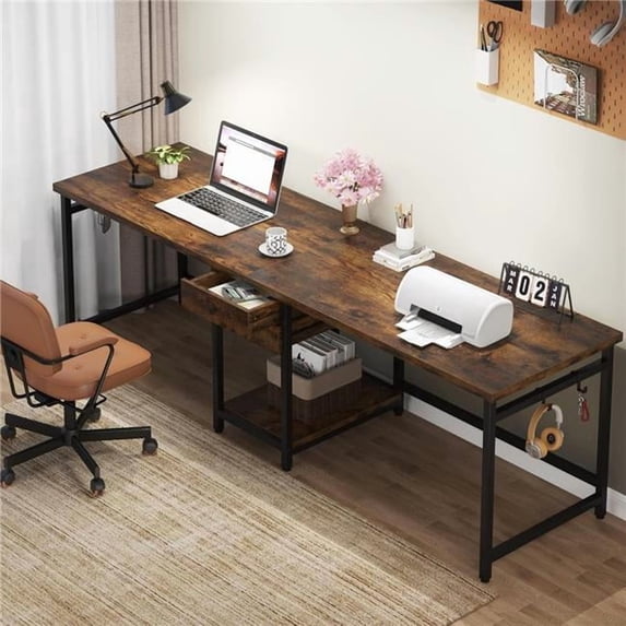 Tradeber TB-NY264 79 in. Two Person Computer Desk with Drawers ...