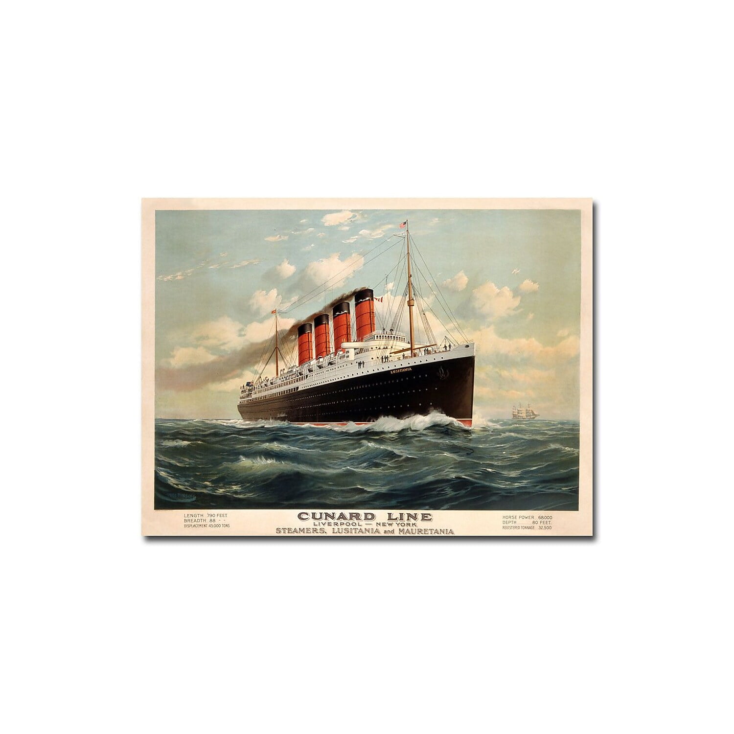 Trademark Art "Cunard Line, 1908" Canvas Wall Art by Fred Pansing ...