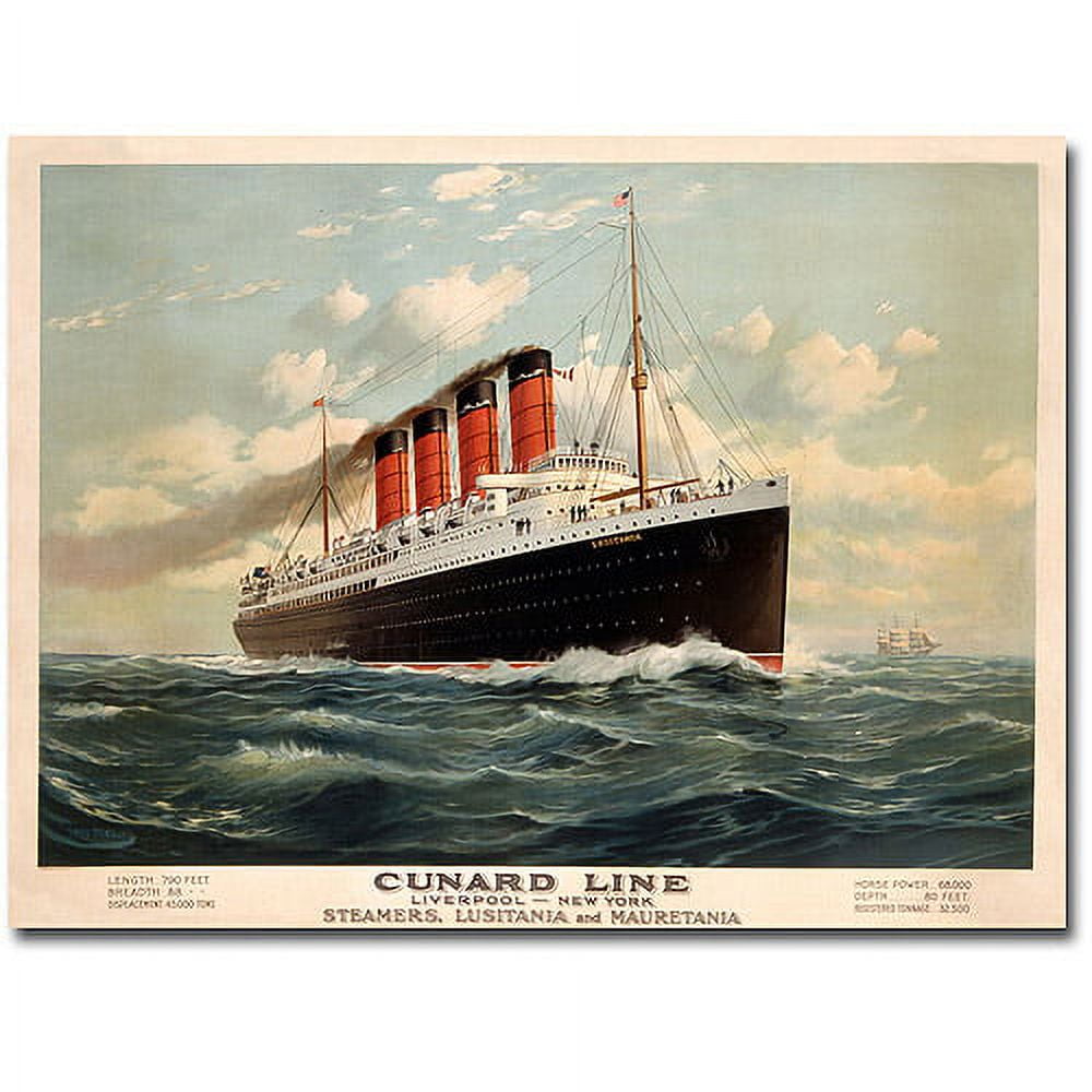 Trademark Art "Cunard Line, 1908" Canvas Wall Art by Fred Pansing ...