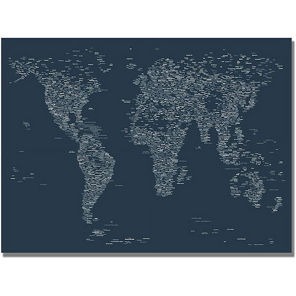 Trademark Art "Font World Map VI" Canvas Art by Michael Tompsett ...