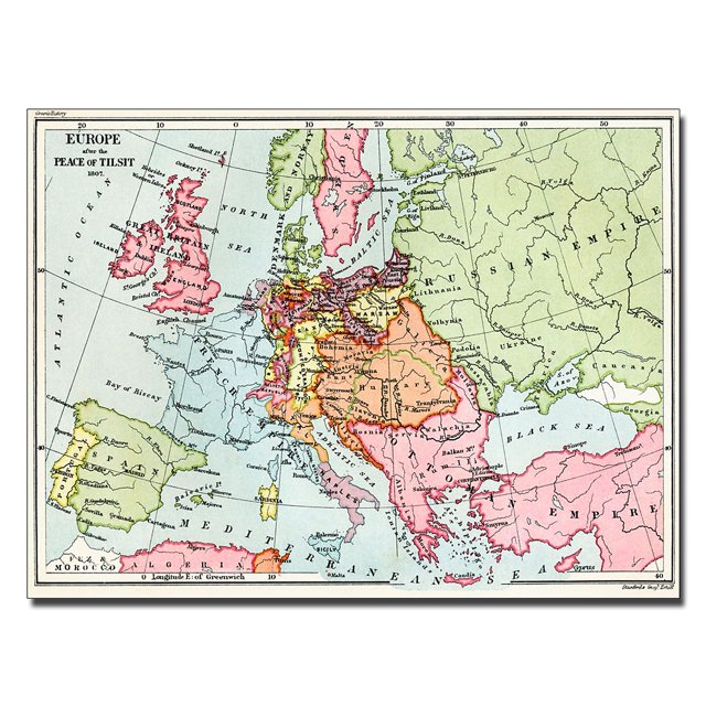 Trademark Art 'Map of Europe After the Peace of Tilsit, 1807' Canvas ...