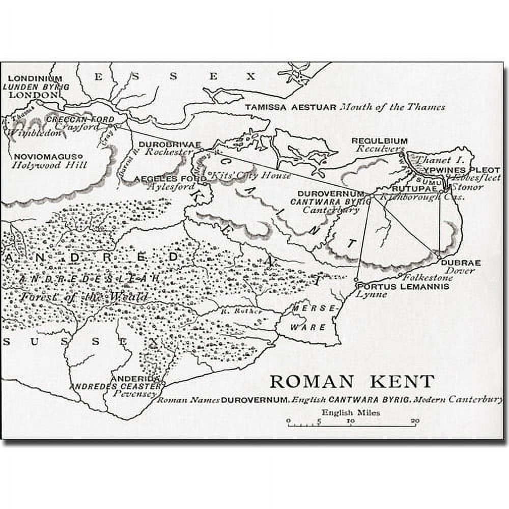 Trademark Art 'Map of Roman Kent, England' Canvas Art - Walmart.com