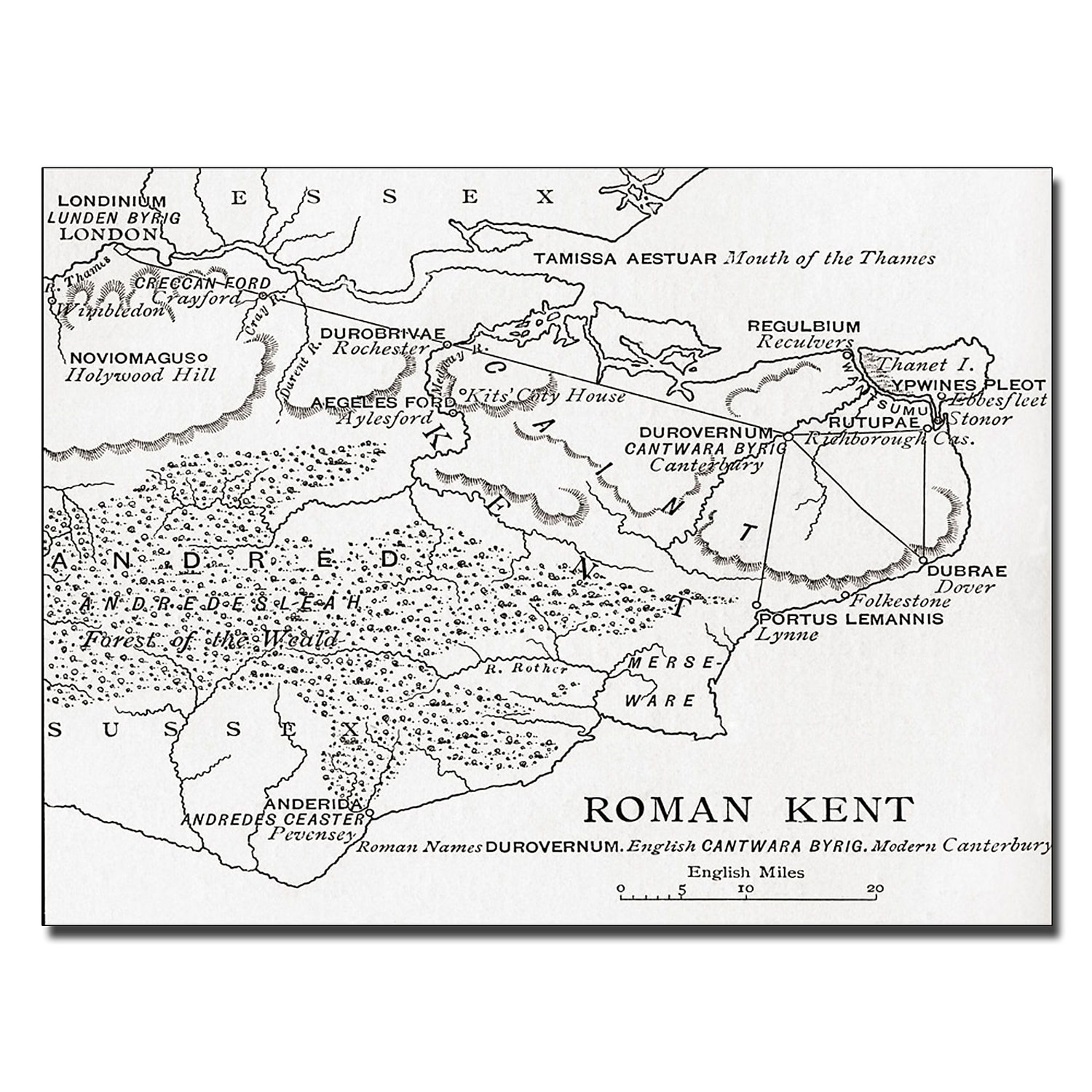 Trademark Art 'Map of Roman Kent, England' Canvas Art - Walmart.com
