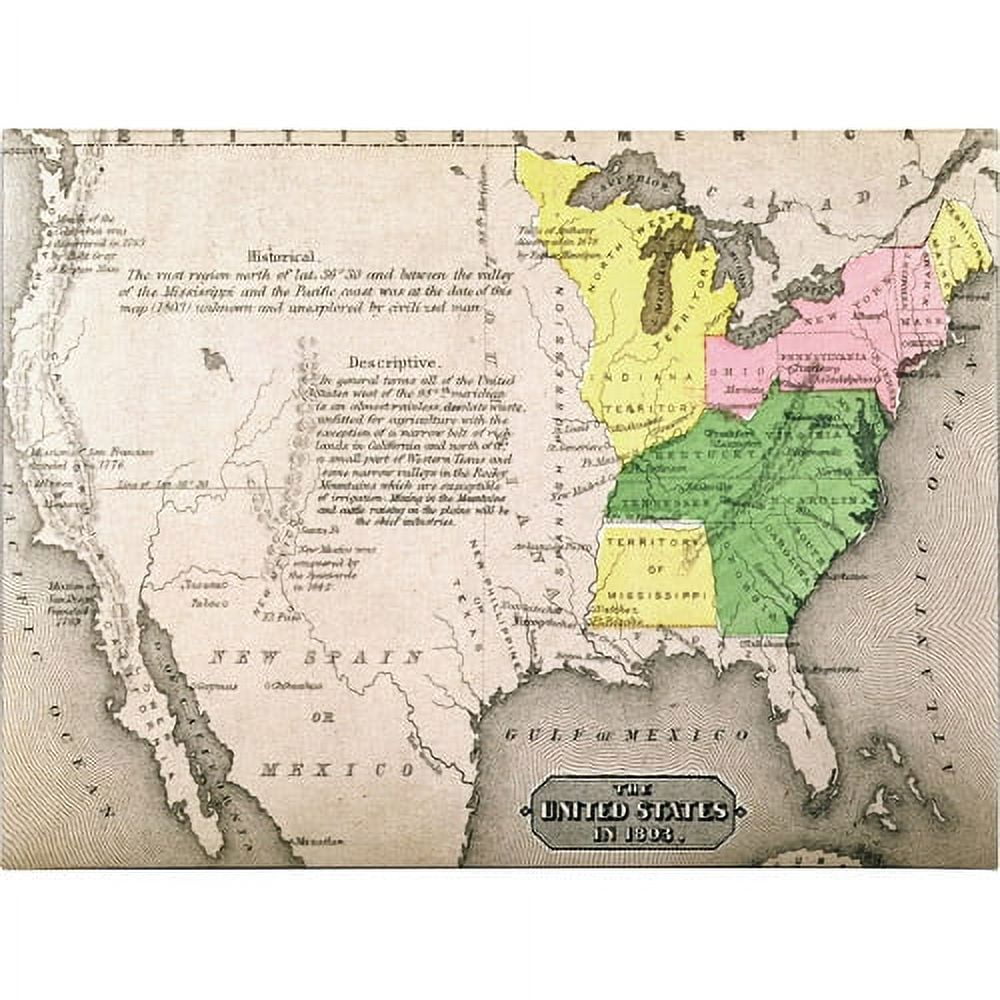 Trademark Art 'Map of the United States in 1803' Canvas Art - Walmart.com