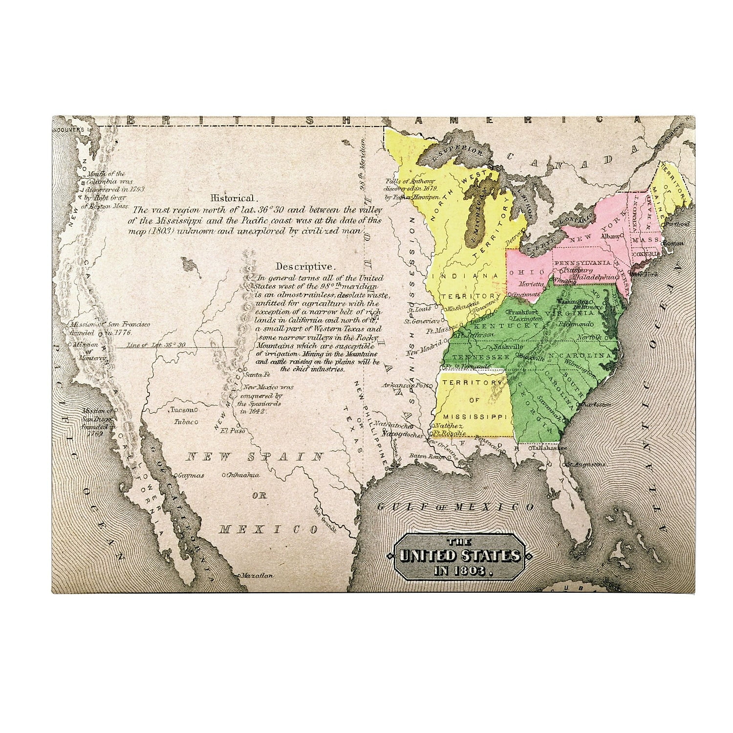 Trademark Art 'Map of the United States in 1803' Canvas Art - Walmart.com