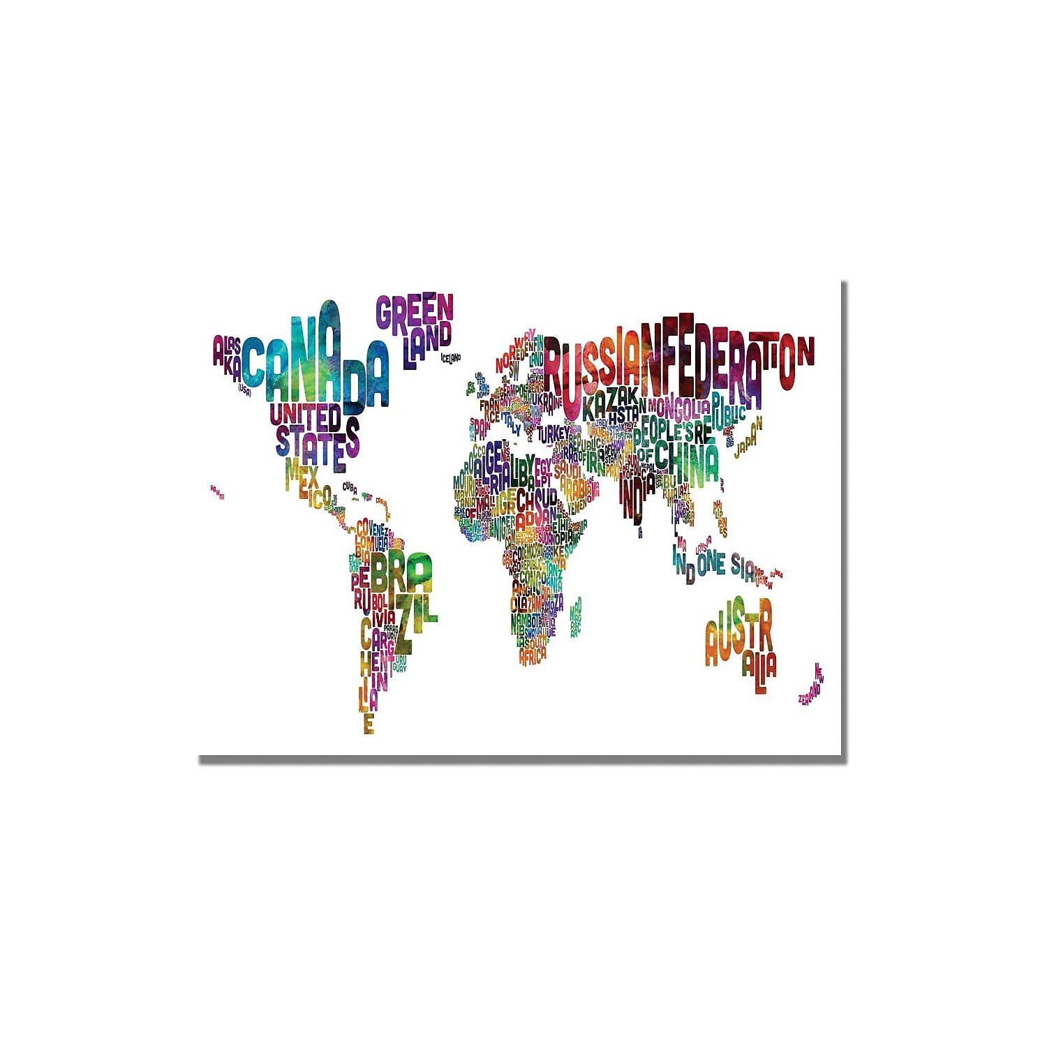 Trademark Art "Typography World Map III" Canvas Art by Michael Tompsett ...
