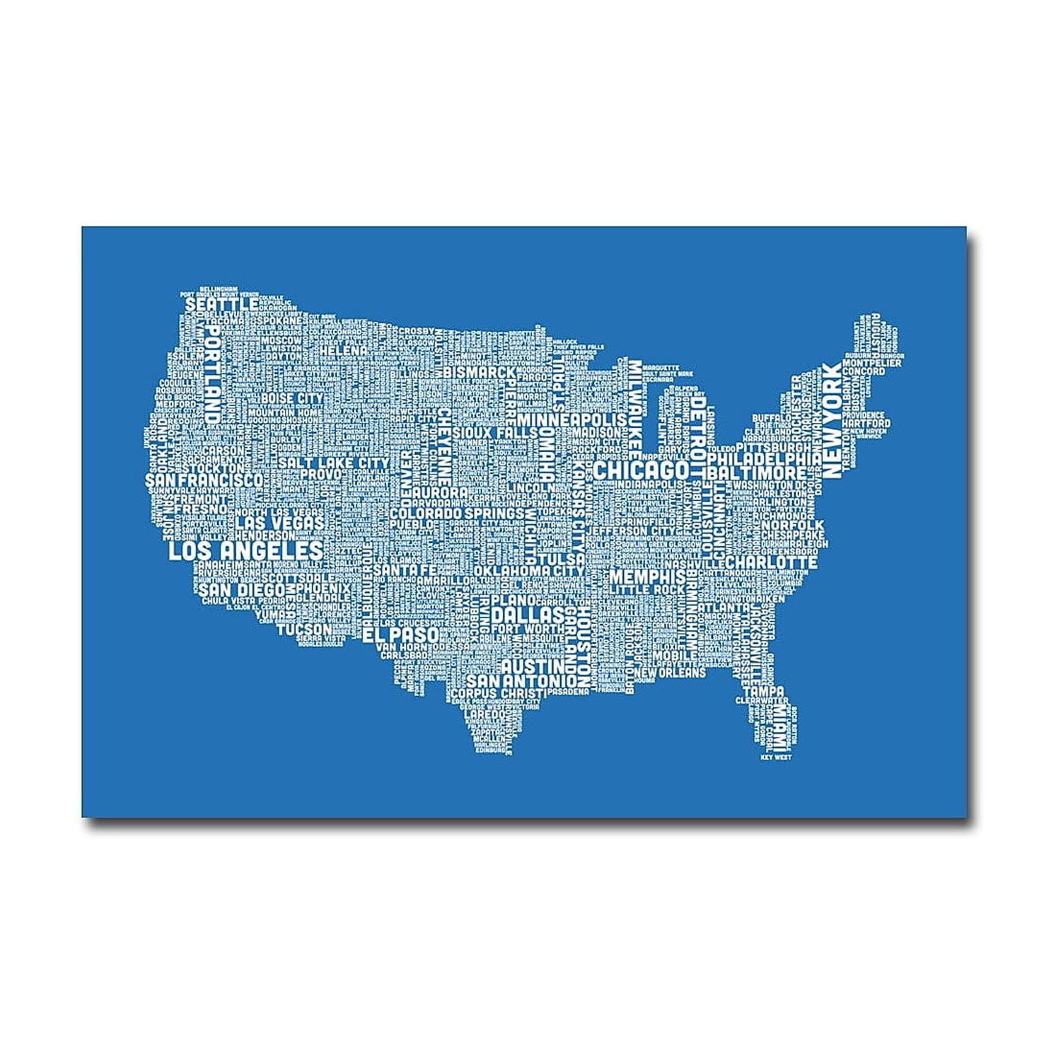 Trademark Art US City Map XIII Canvas Wall Art 18x24 Print - Walmart.com