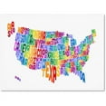 Trademark Art 'USA States Text Map 3' Canvas Art by Michael Tompsett ...