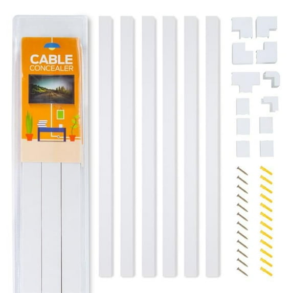 Trademark Cable Concealer On-Wall Cord Cover 6 Raceway Kit, White ...