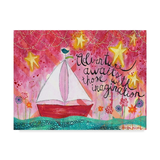 Trademark Fine Art 'Adventure Awaits - Sailboat' Canvas Art by Jennifer ...